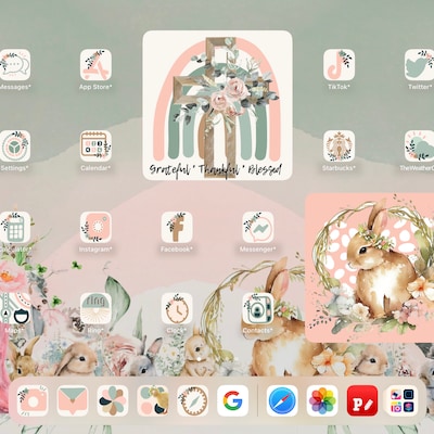 Daisy Ios14 Handdrawn App Icons Floral Theme Pack Aesthetic Green Pink ...