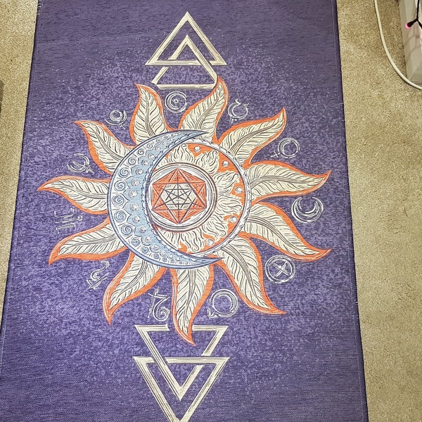 Spiritual Area Rug Carpet, Star Sun Boho Bohemian Home Floor Decor Chic ...