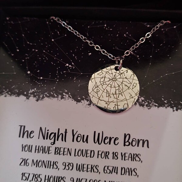 Personalized Star Map Necklace, Engraved Couples Gift for Her ...