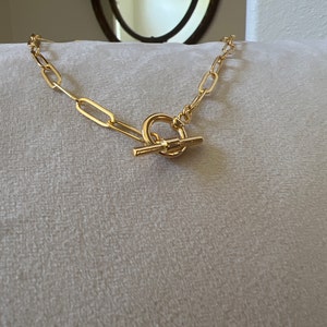 Gold Chain Necklace, Chain Choker, Toggle Necklace, Toggle Choker ...