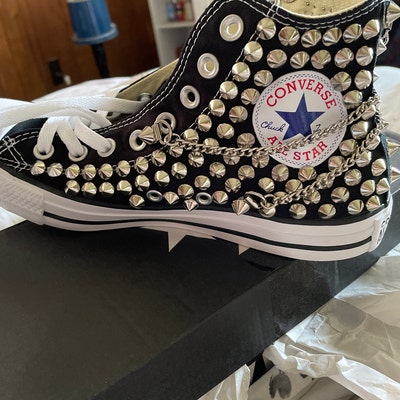 Genuine CONVERSE White With Studs & Chains All-star Chuck Taylor ...