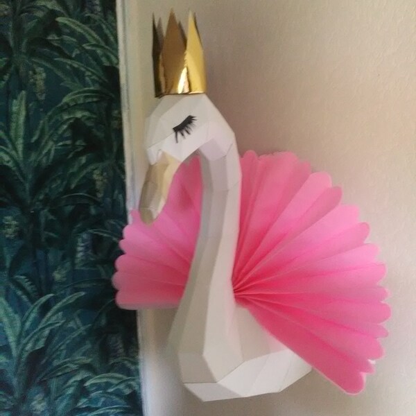 Papercraft Swan, DIY Paper Craft Model, PDF Template Kit, Low Poly ...