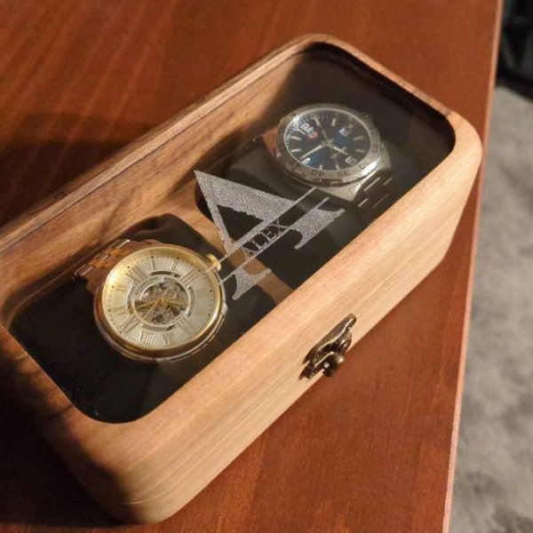 Wood Watch Box for Him Personalized Gift Watch Case, Stylish Rustic ...
