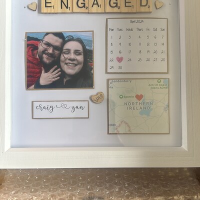Gift for Engagement, Engaged Gift, Engagement Frame Handmade ...