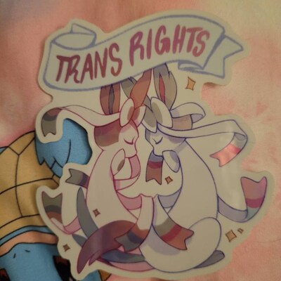 Trans Rights Pokemon Sylveon Eevee Evolution Holographic 3 Inch Vinyl ...
