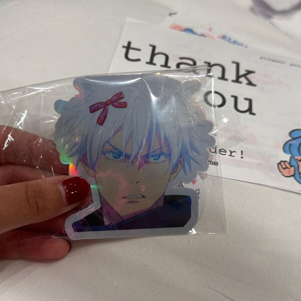 JJK Hair Bow Anime Sticker Pack: Holographic Waterproof Decals - Etsy