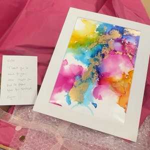 A2 Rainbow Stripe Wrapping Paper / Alcohol Ink Artwork / Stationery ...