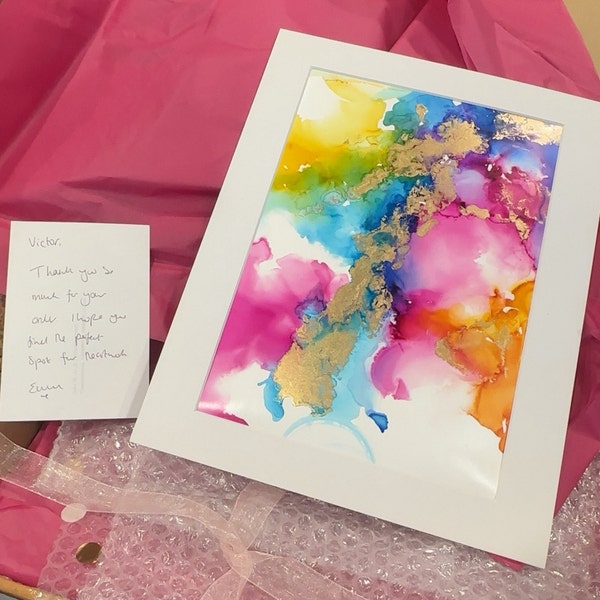 Original Resin Alcohol Ink Painting / Contraluz Opal I / 6x6" / Modern ...