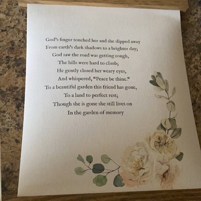 Watercolor Floral Poem Gift Print Your Poem Wall Hanging Any Pix or ...