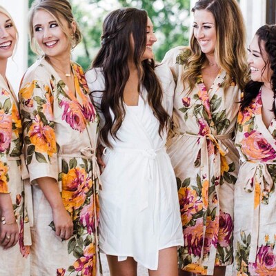 White Bridal Robe Ivory Lace Trim Wedding Robe Lace Sleeve - Etsy