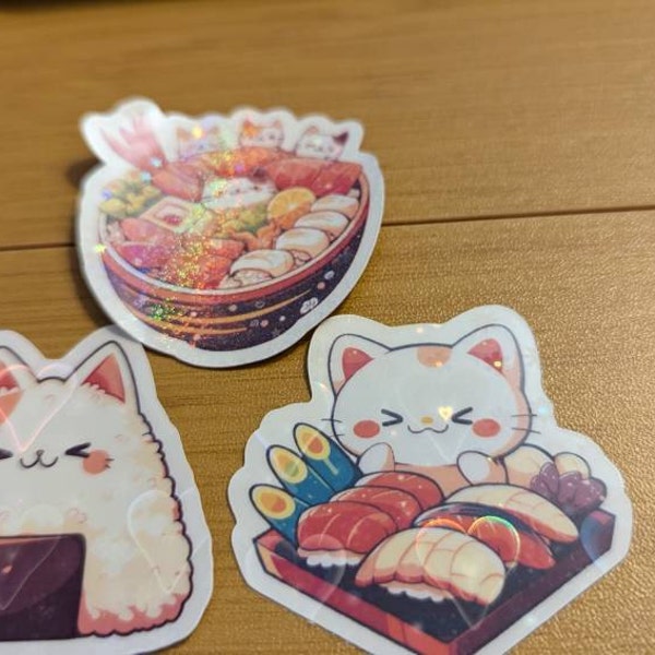 Kawaii Cat Japanese Food PNG Bundle Cute Kitten Clipart Set Cat Lover ...