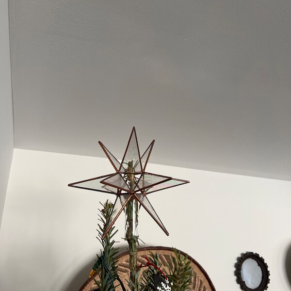 Tree Topper Large, Iridescent Clear Stained Glass, Moravian Star, Tree ...