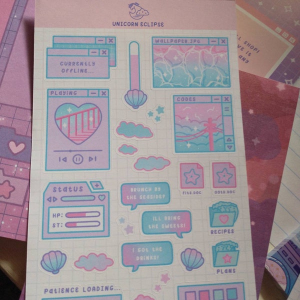 Blue Computer Sticker Sheet | Cute Stickers, Planner Stickers - Etsy