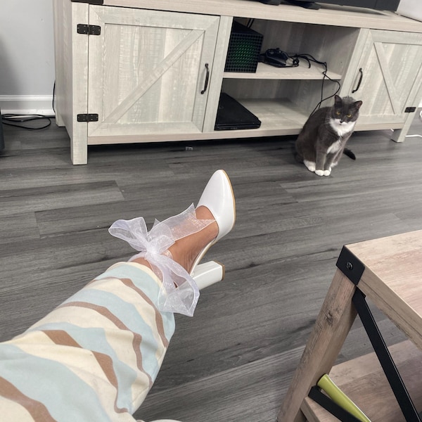 White Wedding Shoes, Bridal Shoes With Ribbon, Wedding High Heels ...