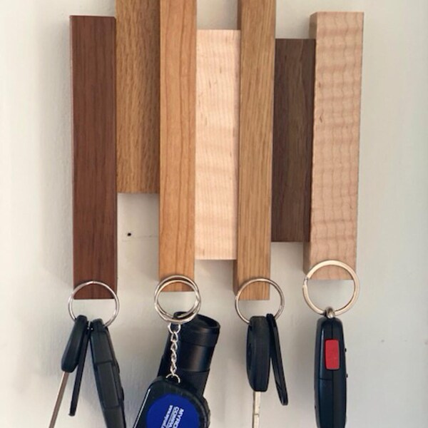 Walnut and Oak Magnetic Key Holder Wall Mounted Key Holder Modern Key ...