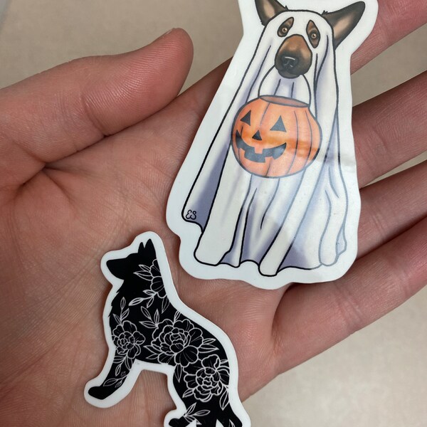 German Shepherd Ghost, Ghost Dog, Halloween Sticker, Spooky Pup - Etsy
