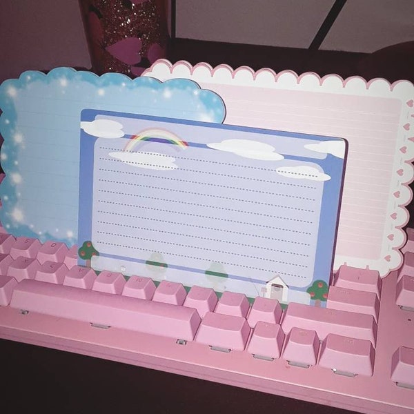 Kawaii Pink Heart Scalloped Edge Border Stationery Card / Cute Frilly ...