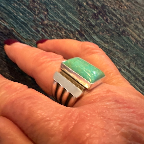 Beth Dutton Inspired Turquoise and Sterling Silver Large Statement Ring ...