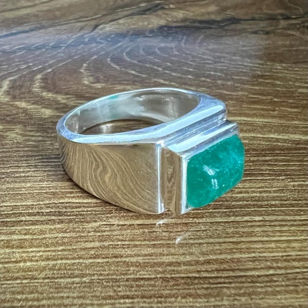 Handmade Sterling Silver Men's Ring: Indian Emerald Signet - Etsy