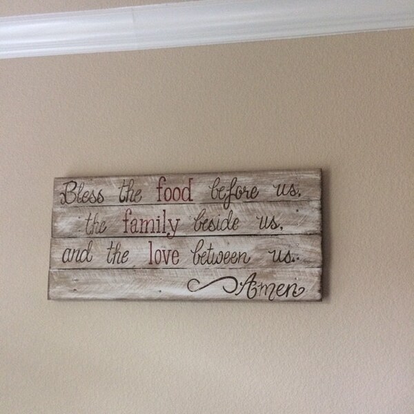Bless the Food Before Us Sign, Wood Signs, Wood Signs Sayings, Dining ...