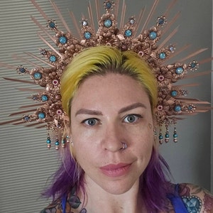 Deer Flower Crown, Headband, Headpiece, Gold Horns Crown, Green Tiara ...