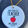 First Year as A Teacher Ornament, Personalized Teacher Ornament, New ...