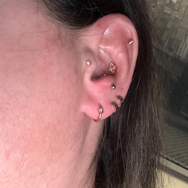 Forward Helix, Triple Helix, 18g 16g 14g X 8mm Long X 2mm 3mm 4mm Ball ...