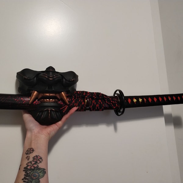 Oni Mask Katana Wall Mount - Etsy