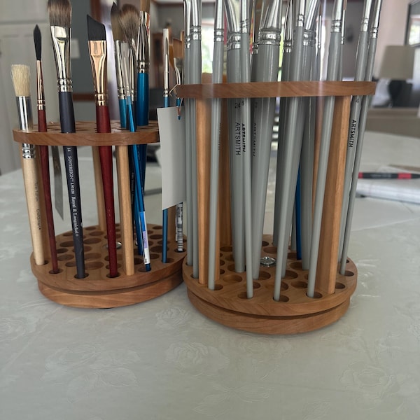Rotating Paint Brush Holder Set, Handmade Paintbrush Holders - Etsy