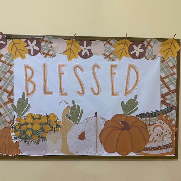 Modern Thanksgiving Bulletin Board Kit Thanksgiving Door Decor November ...