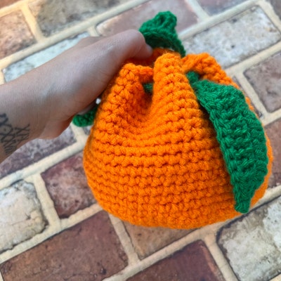 Crochet Orange Bag PATTERN, Drawstring Bag PATTERN, Crochet Drawstring ...