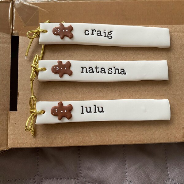 Christmas Clay Name Tags. Personalised Gingerbread Tags. Christmas Clay ...