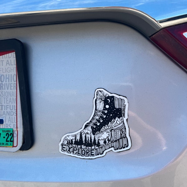 Hiking Boot Sticker 4" Weatherproof and Durable, Outdoor Sticker ...