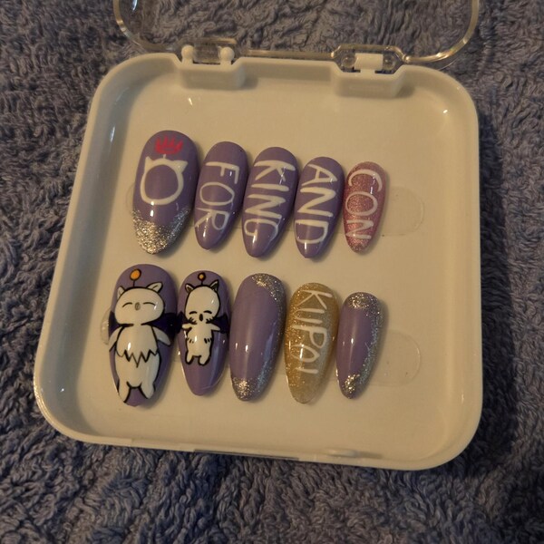 Gamer Pink and Purple Press on Nails - Gamer Girl - Kawaii - Retro ...