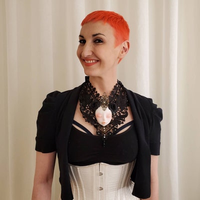 Necklace mircalla collier Lace Goth Black - Etsy