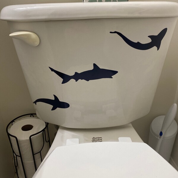 Sharks Vinyl Decal, Bathroom Decals, Shark Decal, Bathroom Decor, Home ...