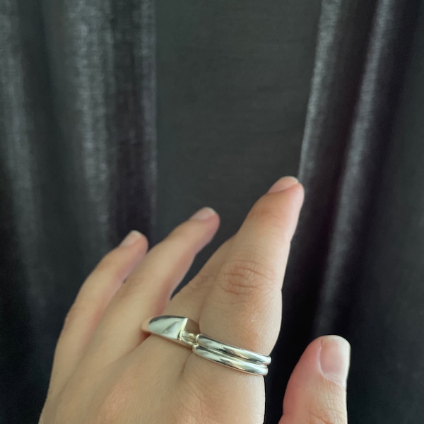 Sterling Silver Ring, Double Band Artisan Silver Jewelry Dual Two Pair ...