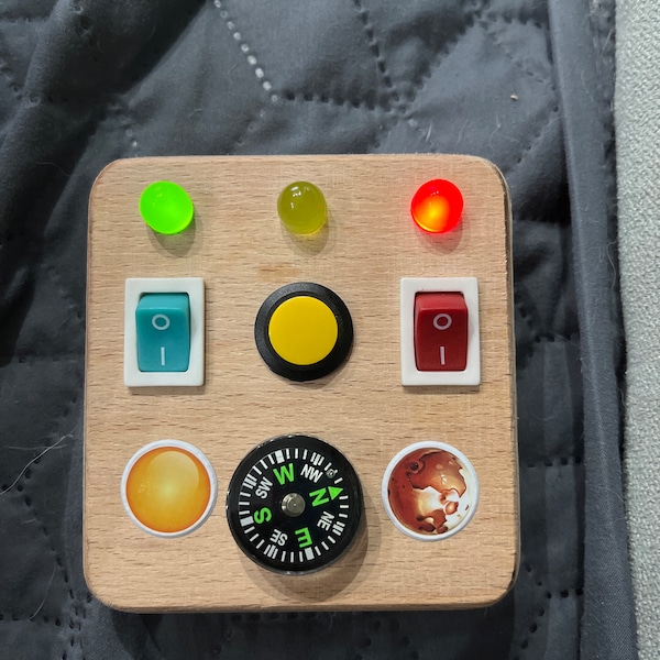 Small Handmade Travel Busy Board for Toddler Fidget Board LED Light Toy ...