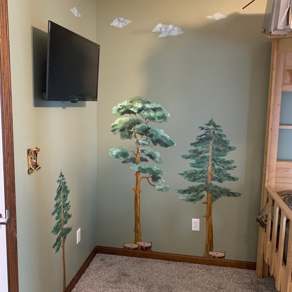 XL Woodland Fabric Wall Decal, Backwoods Woodland Nursery Décor, Forest ...