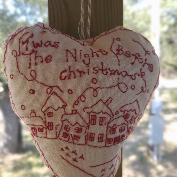 Gingerbread Girl Redwork Primitive Stitchery Candlemat, Hand Embroidery ...