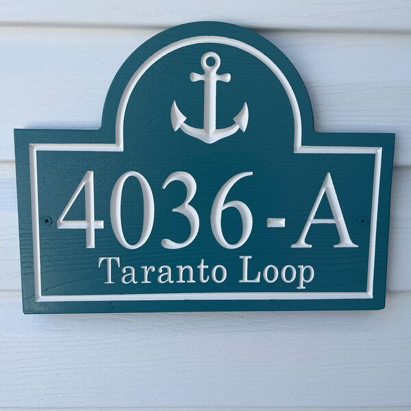 Nautical House Number Sign, Coastal Address Sign, Anchor Address Sign ...