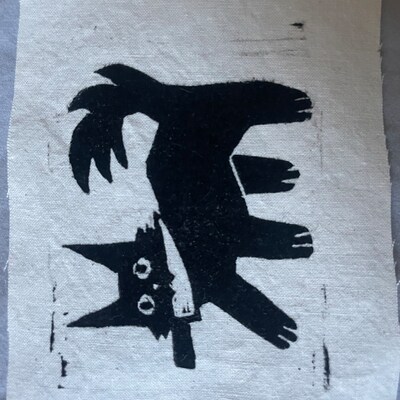 Mothman Linocut Print Sew Patch, Linen, Block Print, Cryptid, Halloween ...