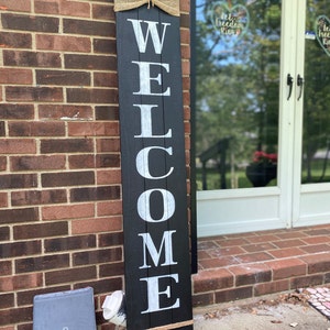 Farmhouse Rustic Wood Welcome Sign, Vertical Wooden Welcome Sign ...