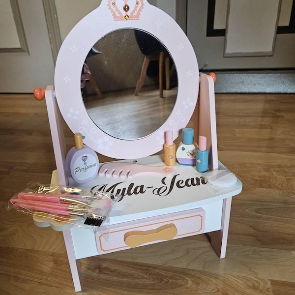 Wooden Toy Vanity With Play Make-up, Personalized, Custom Made Vanity ...