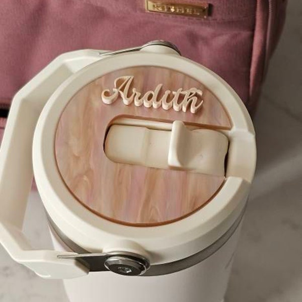 Almond Rose Stanley Ice Flow Flip Name Plates Lid Toppers Taupe Cup ...