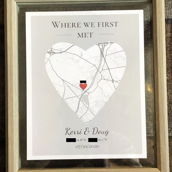 Personalized Where We Met Map Print, Anniversary Gift - Etsy