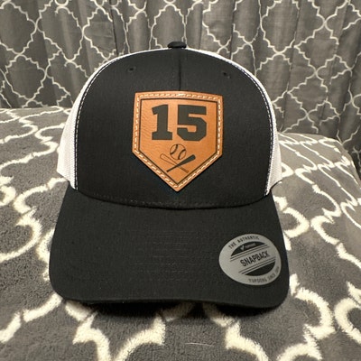 Personalized Player Number Leather Patch Hat Personalized Baseball Hat ...