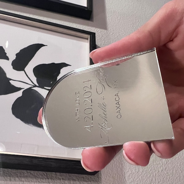 Boho Save the Date Mirror Acrylic Magnets Custom Personalized / Arch ...