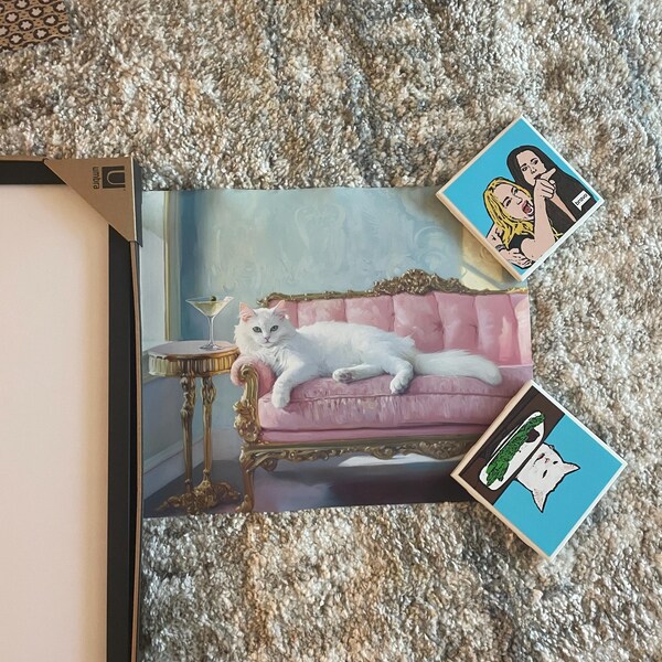 Mid-century Modern Siamese Cat With Martini | Cute Quirky Whimsical ...