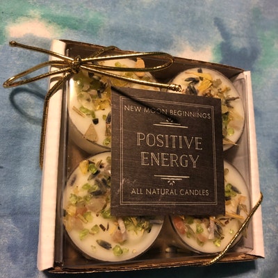 Positive Energy Candles Crystal & Herb Candle Soy Aromatherapy Candle W ...